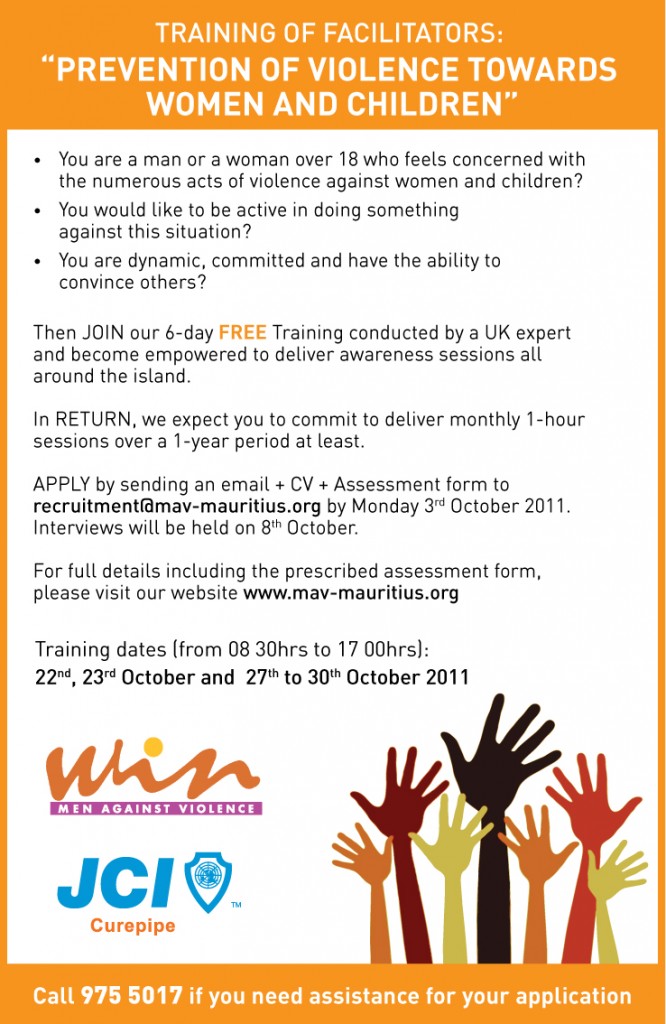 TRAINING OF FACILITATORS : “Prevention of violence towards women and ...